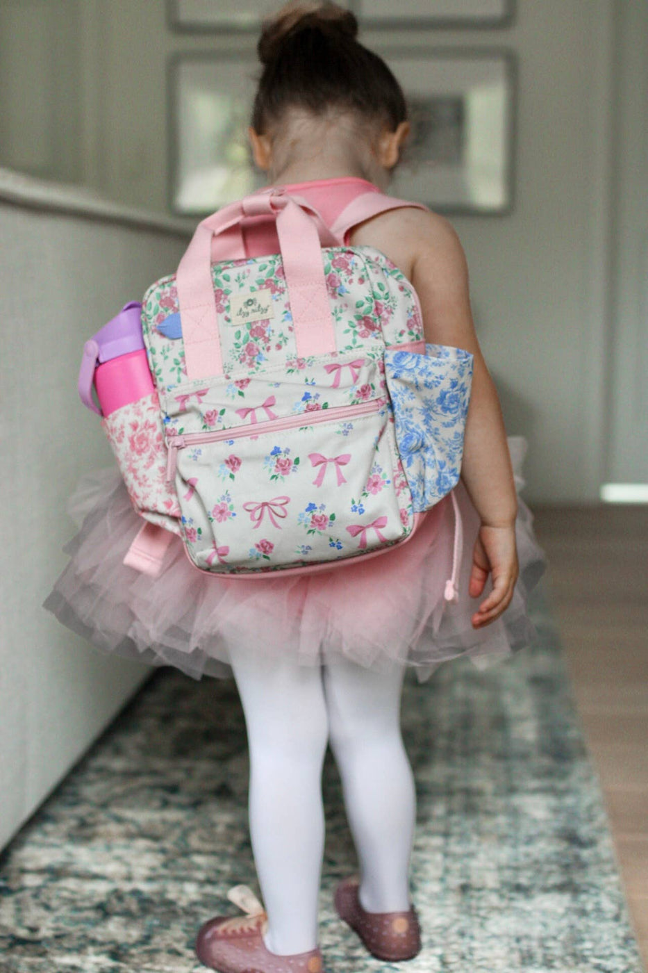 Itzy Bitzy Backpack: Ribbons + Roses — Barlow Blue