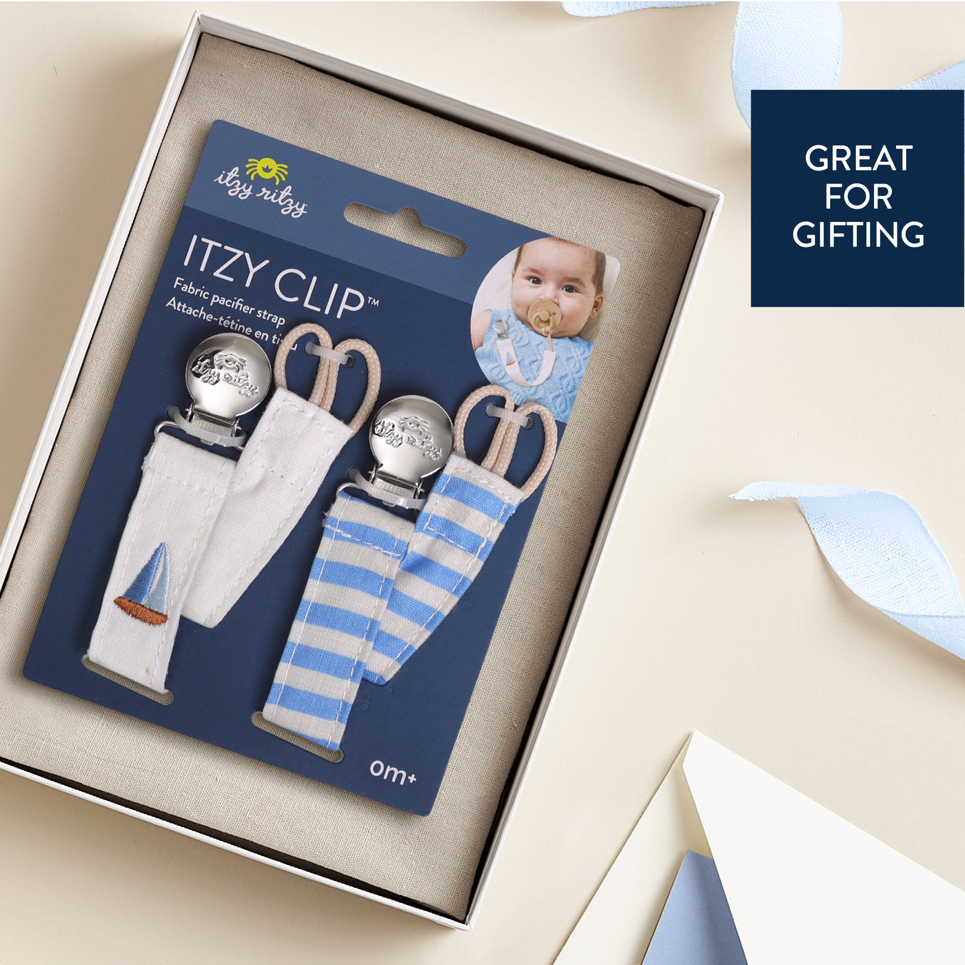 Itzy Clip™ - Fabric Pacifier Strap: Nautical — Barlow Blue