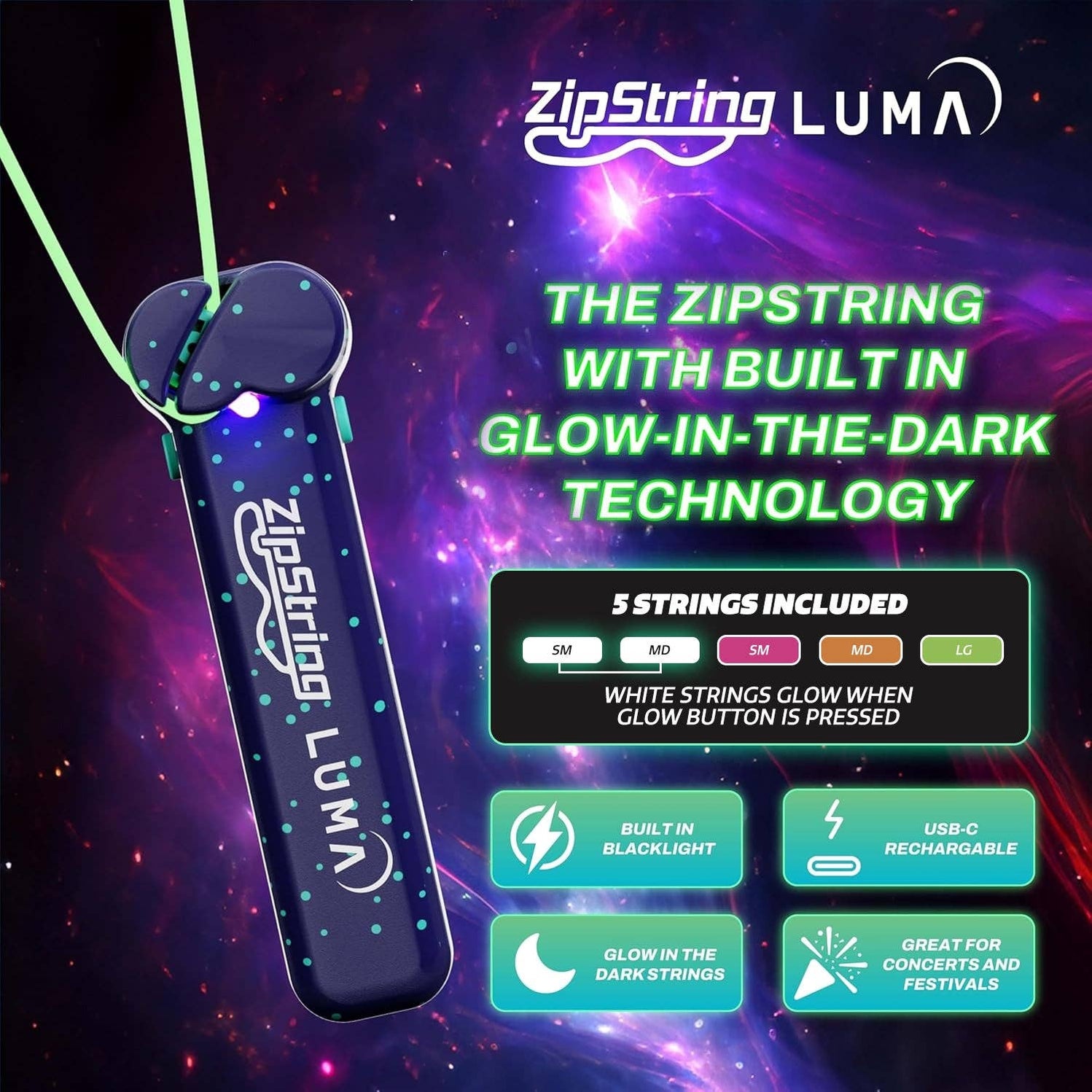 ZipString® Luma Glow in the Dark — Barlow Blue