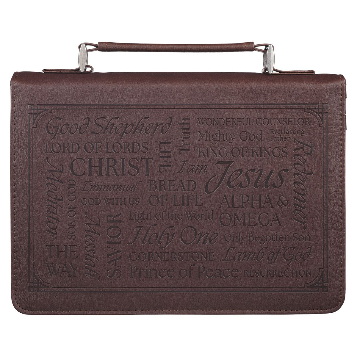 Names of Jesus Walnut Brown Faux Leather Classic Bible Cover - Isaiah ...