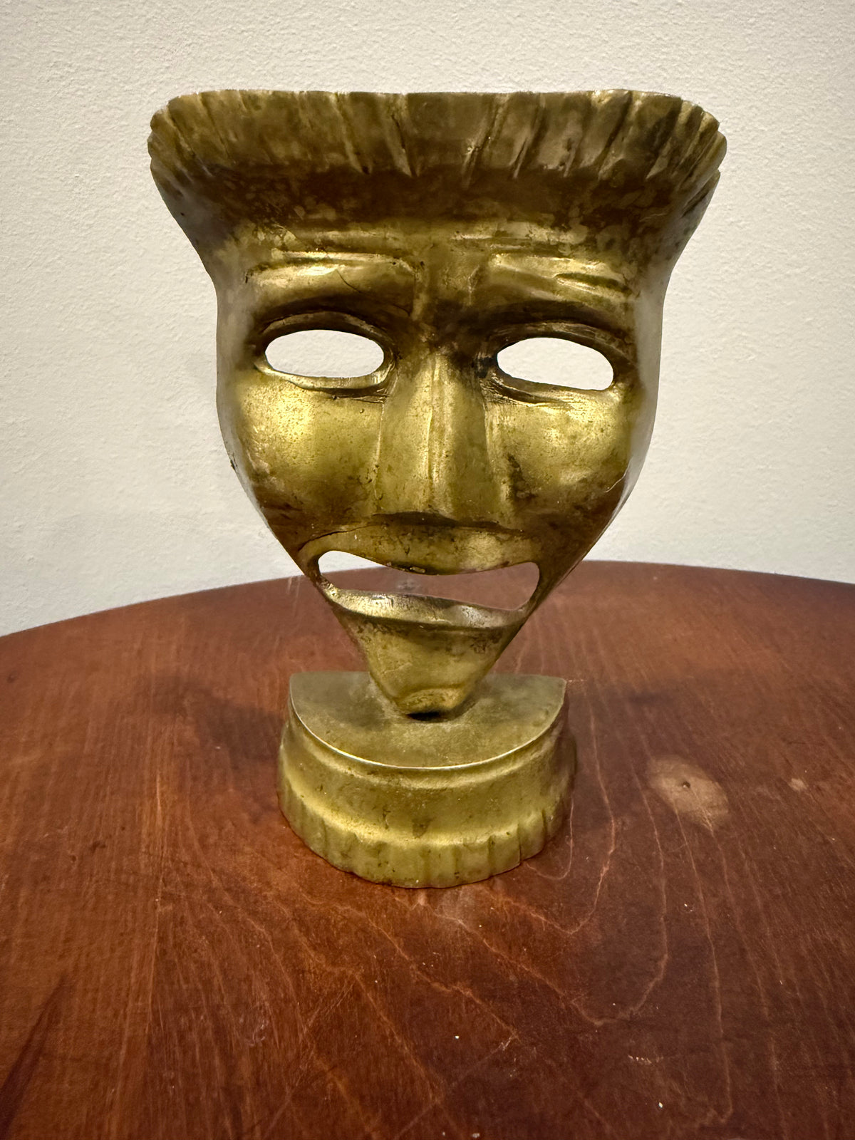 Vintage Brass Theater Mask Sculpture – Tragedy Comedy Style Décor ...