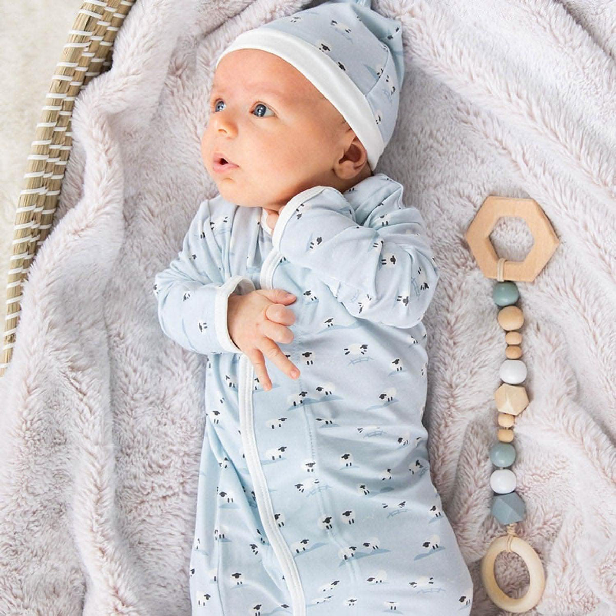 Blue Baa Baa Baby Model Magnetic Sleeper Gown & Hat Set, One size. Fit ...