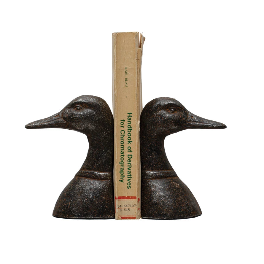 Cast Iron Duck Head Shaped Bookends, Set of 2 — Barlow Blue